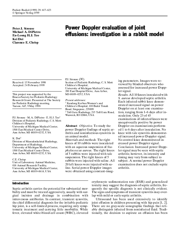 (PDF) Power Doppler evaluation of joint effusions: investigation in a ...