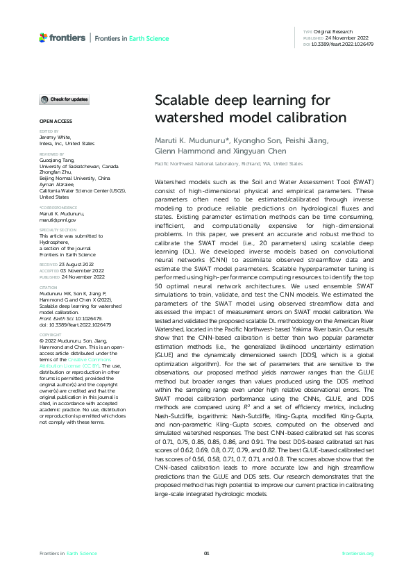 (PDF) Scalable deep learning for watershed model calibration
