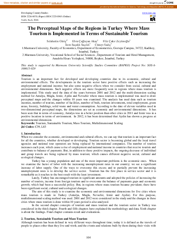 (PDF) The Perceptual Maps of the Regions in Turkey Where Mass Tourism ...