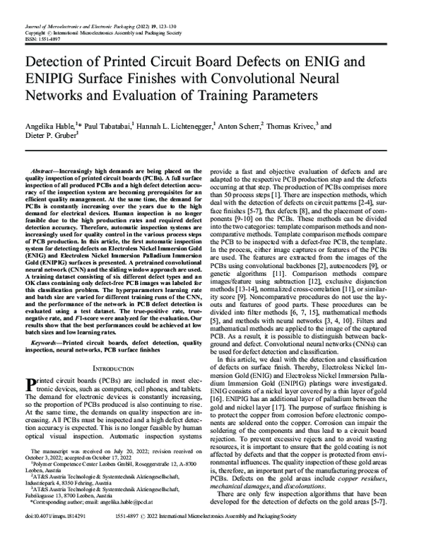 (PDF) Detection of Printed Circuit Board Defects on ENIG and ENIPIG Surface Finishes with ...