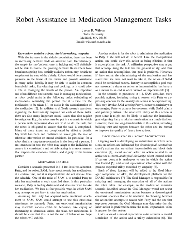 (PDF) Robot assistance in medication management tasks