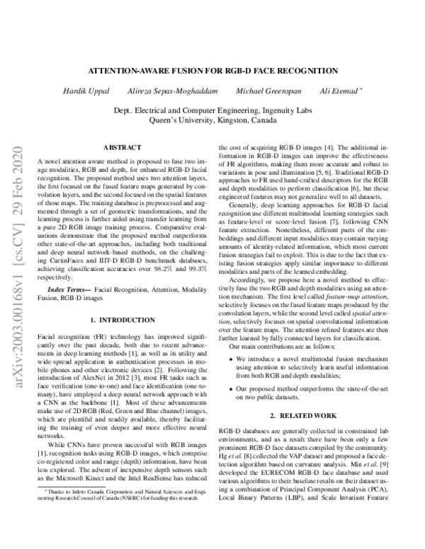 Pdf Attention Aware Rgb D Face Recognition Fusion