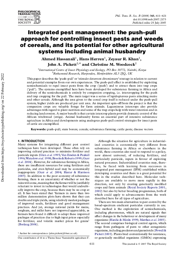 (PDF) Integrated pest management: the push–pull approach for ...