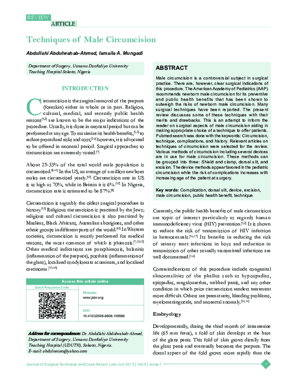 (PDF) Techniques of male circumcision