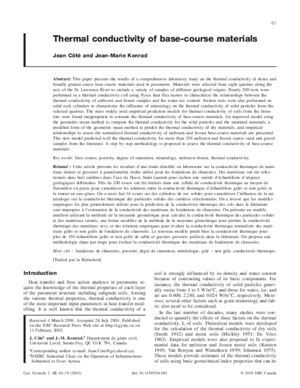 (PDF) Thermal conductivity of base-course materials