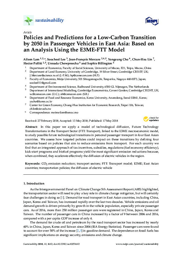 (PDF) Policies and Predictions for a Low-Carbon Transition by 2050 in ...