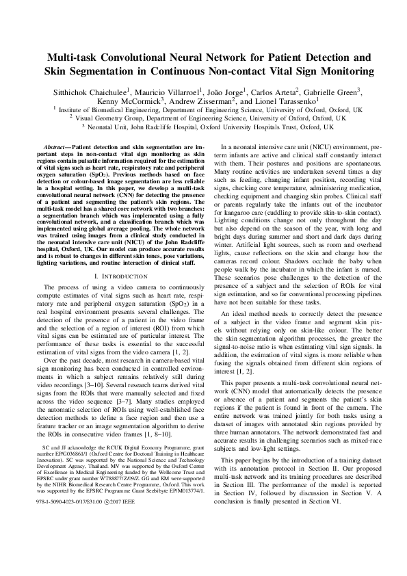 Pdf Multi Task Convolutional Neural Network For Patient Detection And Skin Segmentation In