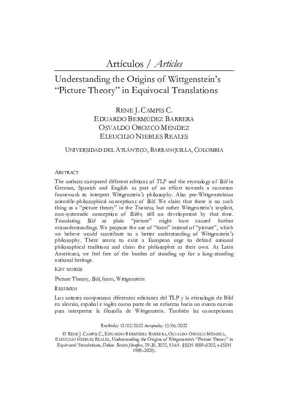 (PDF) Understanding the Origins of Wittgenstein's picture theory