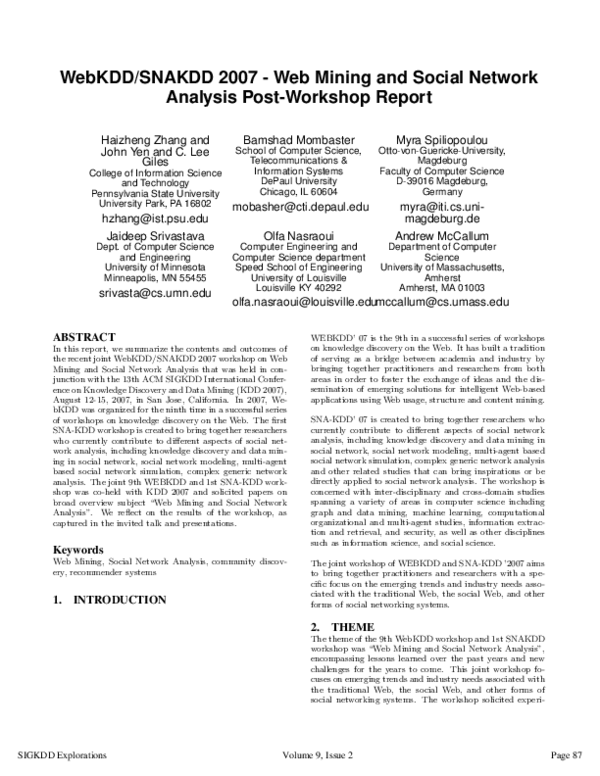 (PDF) WebKDD/SNAKDD 2007