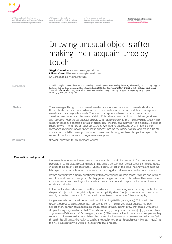 (PDF) Drawing unusual objects after making their acquaintance by touch