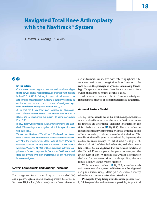(PDF) Navigated Total Knee Arthroplasty with the Navitrack® System