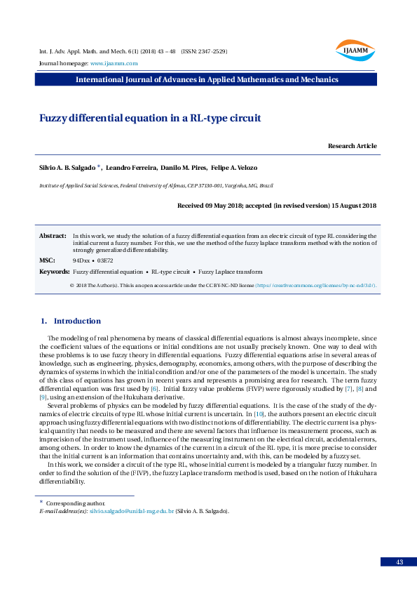 (PDF) Fuzzy Differential Equations in RL Circuits