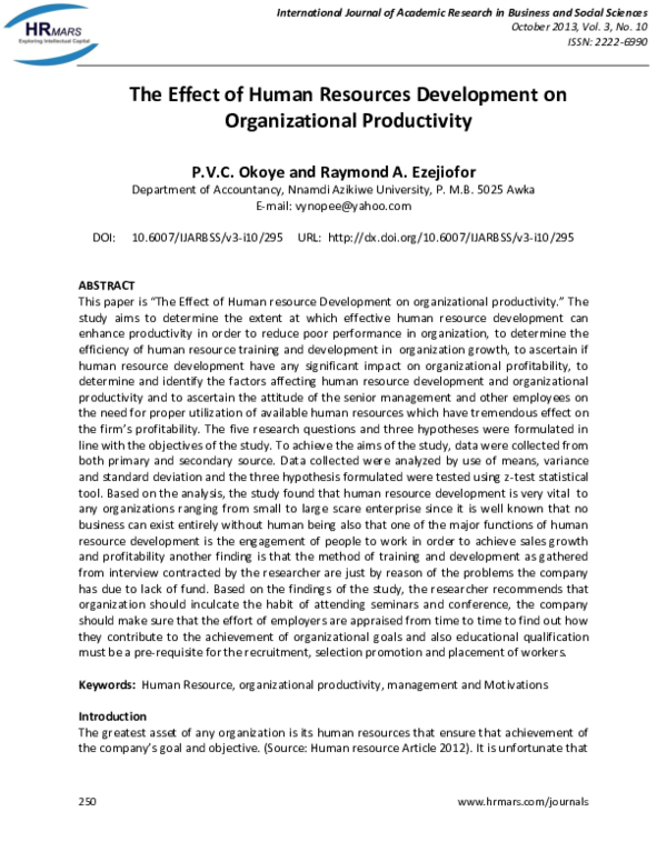 (PDF) The Effect of Human Resources Development on Organizational ...