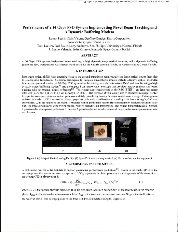 (PDF) Performance of a 10 Gbps FSO system implementing novel beam ...