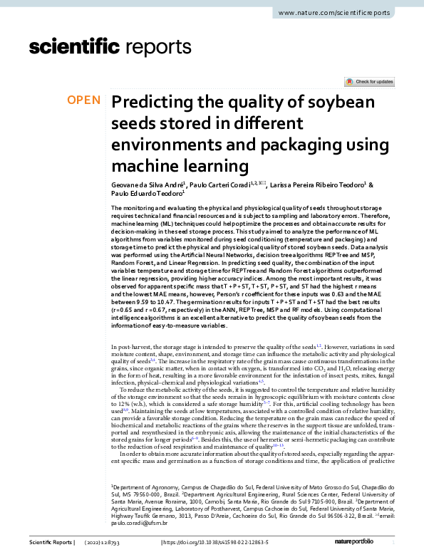 (PDF) Predicting the quality of soybean seeds stored in different environments and packaging ...