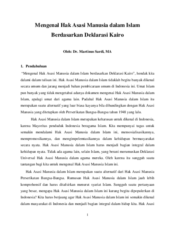 (PDF) Mengenal Hak Asasi Manusia dalam Islam