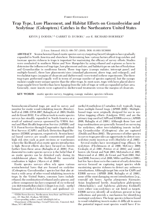 (PDF) Trap Type, Lure Placement, and Habitat Effects on Cerambycidae ...
