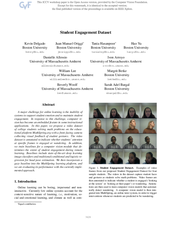 (PDF) Student Engagement Dataset