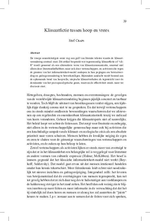 (PDF) Klimaatfictie tussen hoop en vrees