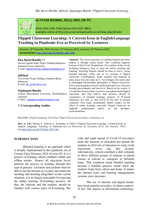 (PDF) Flipped Classroom Learning: A Current Issue in English Language ...