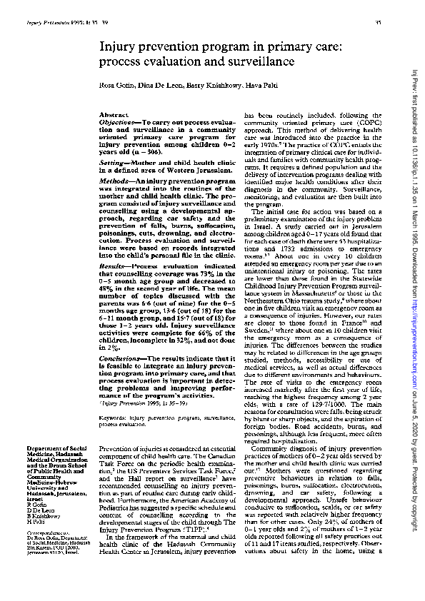 (PDF) Injury prevention program in primary care: process evaluation and ...