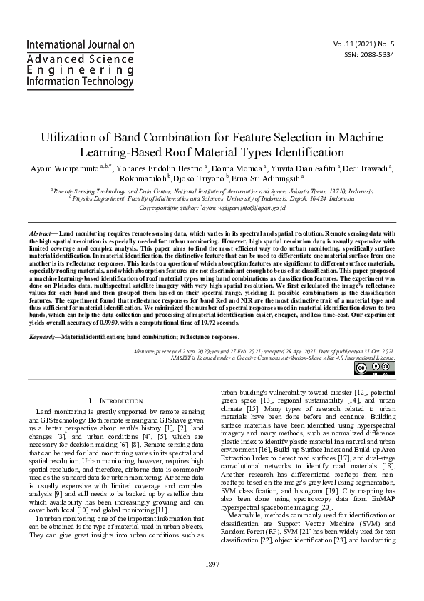 (PDF) Utilization of Band Combination for Feature Selection in Machine ...