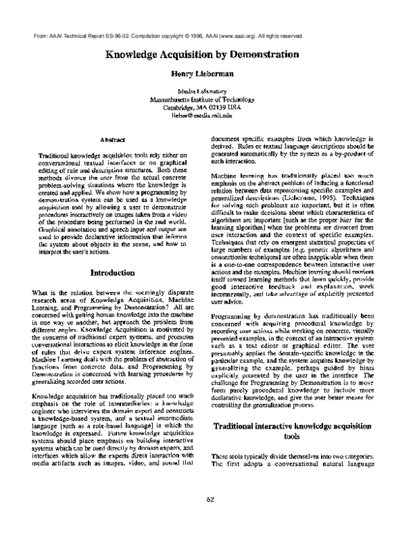 (PDF) Knowledge Acquisition by Demonstration
