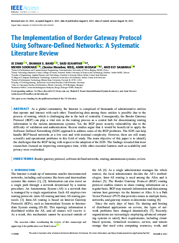 Pdf The Implementation Of Border Gateway Protocol Using Software Defined Networks A 8338