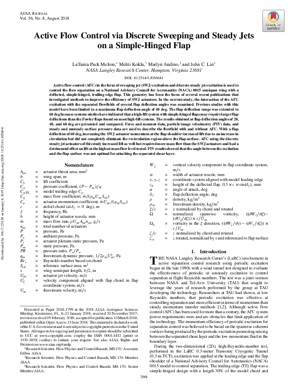 (PDF) Active Flow Control via Discrete Sweeping and Steady Jets on a ...