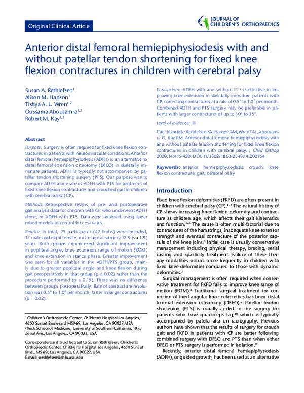(PDF) Anterior distal femoral hemiepiphysiodesis with and without ...