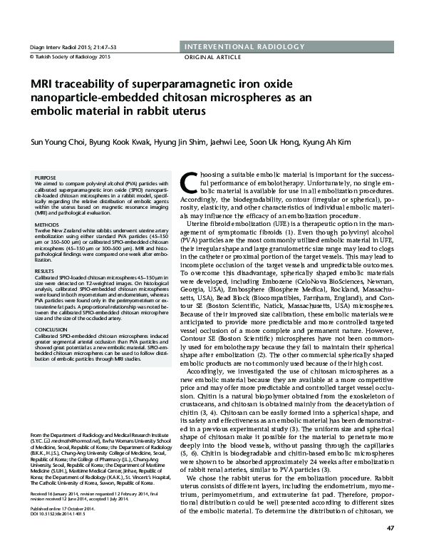 (PDF) MRI traceability of superparamagnetic iron oxide nanoparticle ...