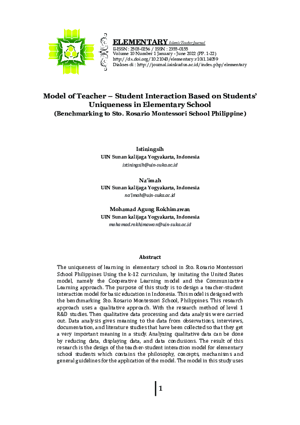(PDF) Model of Teacher – Student Interaction Based on Students ...