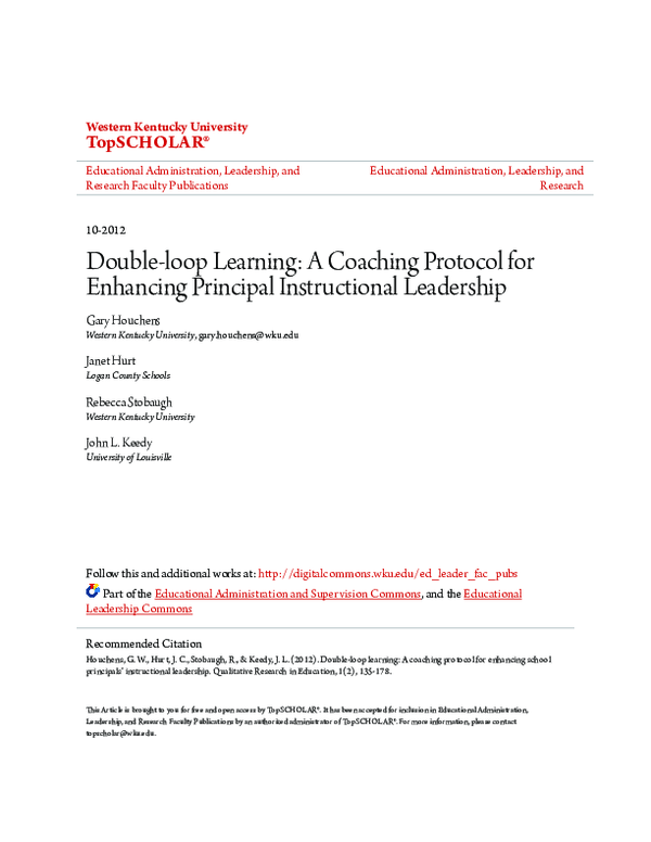(PDF) Enhancing instructional leadership through collaborative coaching: a multi-case study