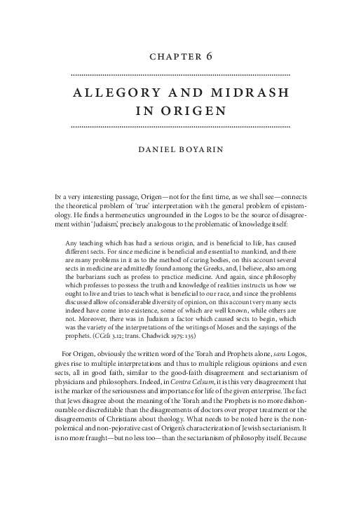 (PDF) Daniel Boyarin, “Allegory and Midrash in Origen,” in Ronald E ...