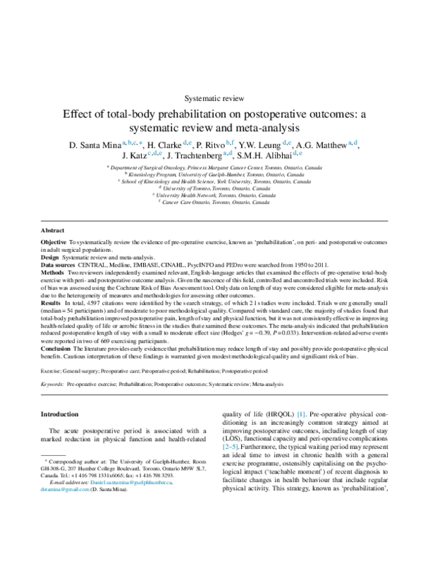 (PDF) Effect of total-body prehabilitation on postoperative outcomes: a ...