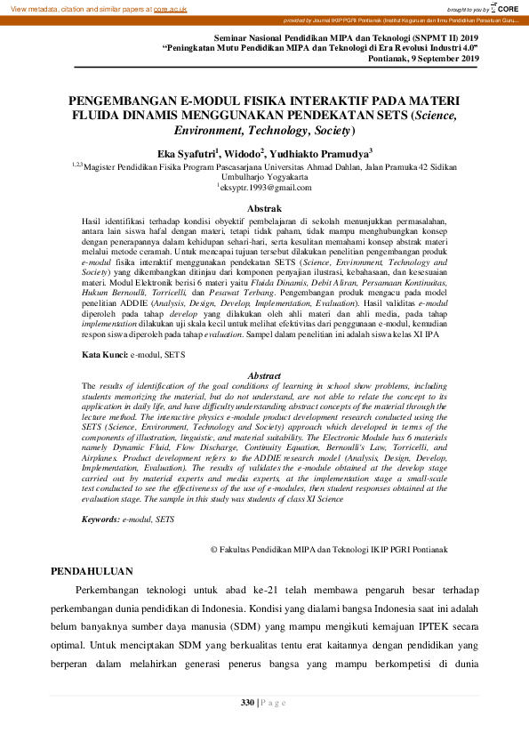 (PDF) PENGEMBANGAN E-MODUL FISIKA INTERAKTIF PADA MATERI FLUIDA DINAMIS MENGGUNAKAN PENDEKATAN ...