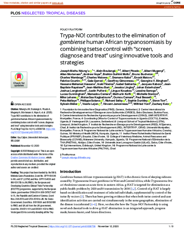 (PDF) Trypa-NO! contributes to the elimination of gambiense human ...