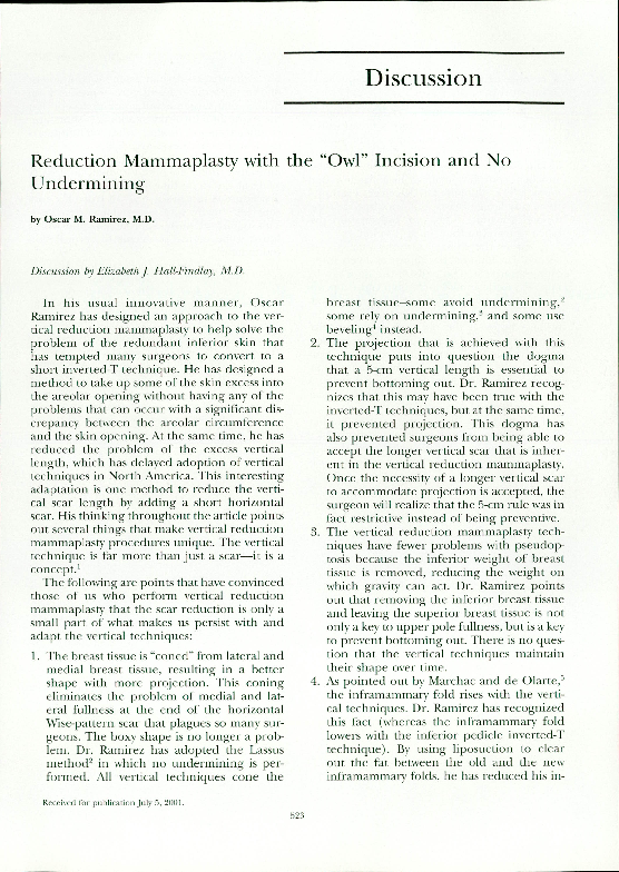 (PDF) Reduction Mammaplasty with the “Owl” Incision and No Undermining