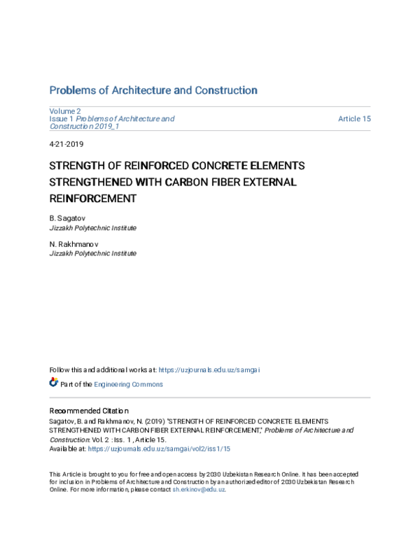 (PDF) Strength of Reinforced Concrete Elements Strengthened with Carbon ...