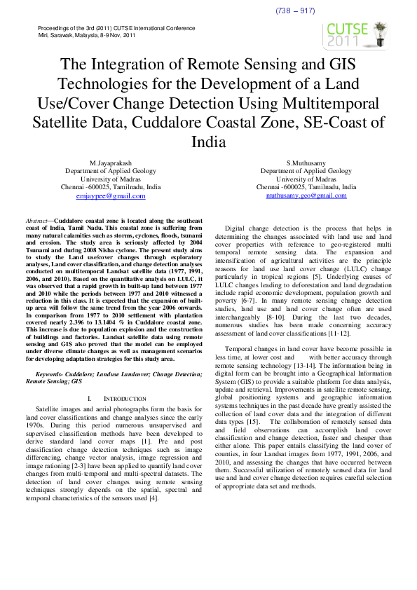 (PDF) The Integration of Remote Sensing and GIS Technologies for the ...