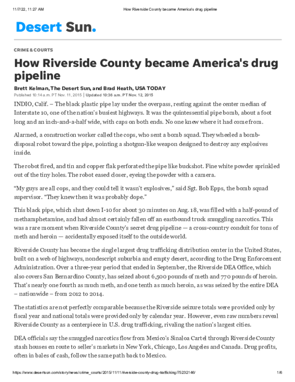 (PDF) How Riverside County became America's drug pipeline of America