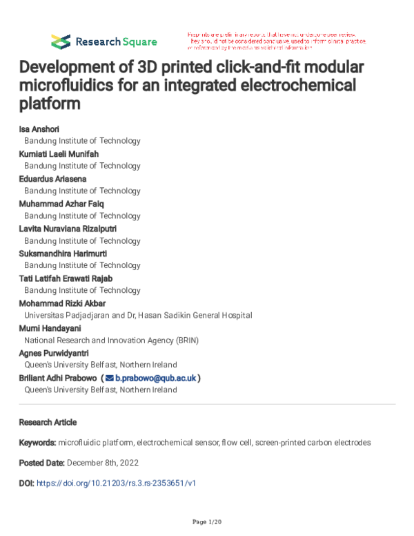 (PDF) Development of 3D printed click-and-fit modular microfluidics for an integrated ...