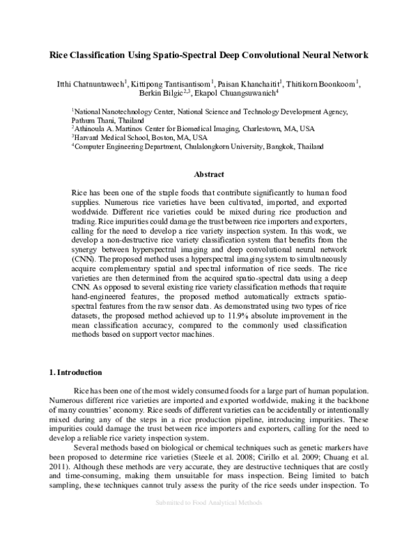 (PDF) Rice Classification Using Spatio-Spectral Deep Convolutional Neural Network