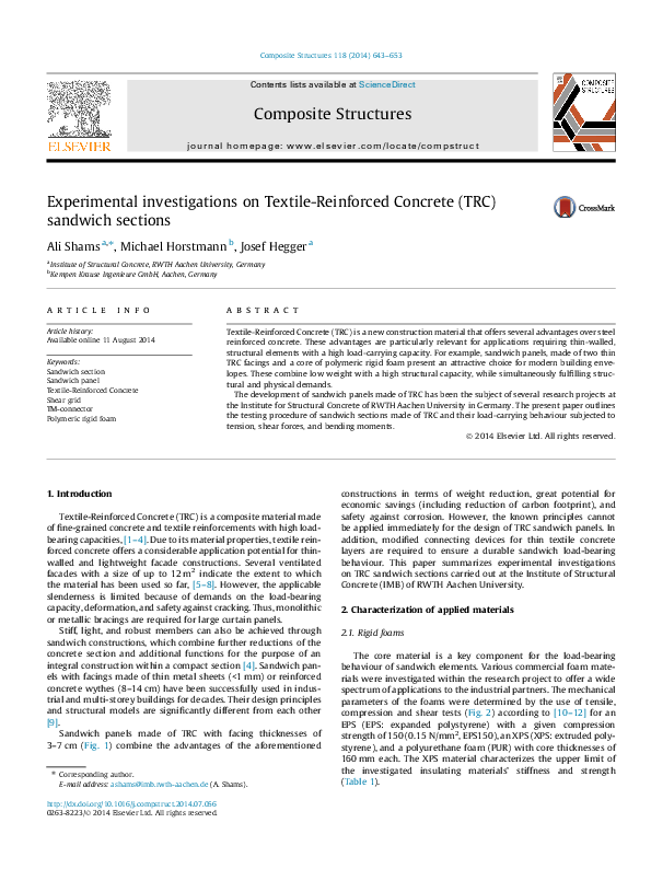 (PDF) Experimental investigations on Textile-Reinforced Concrete (TRC ...