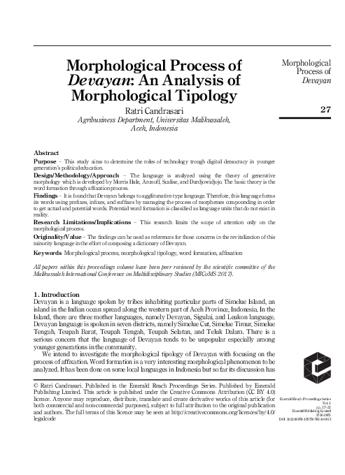 (PDF) Morphological Process of Devayan: An Analysis of Morphological ...