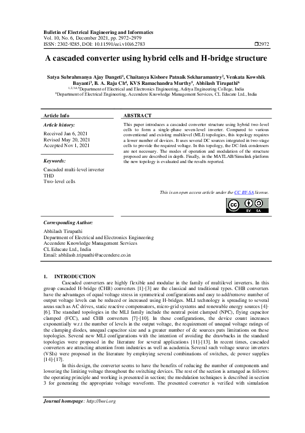 (PDF) A cascaded converter using hybrid cells and H-bridge structure