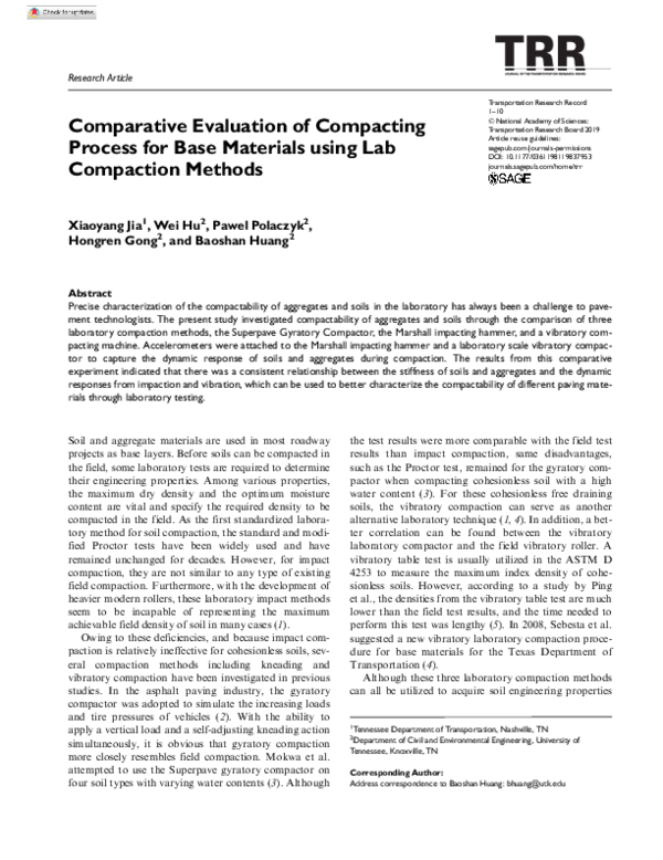 (PDF) Comparative Evaluation of Compacting Process for Base Materials using Lab Compaction Methods