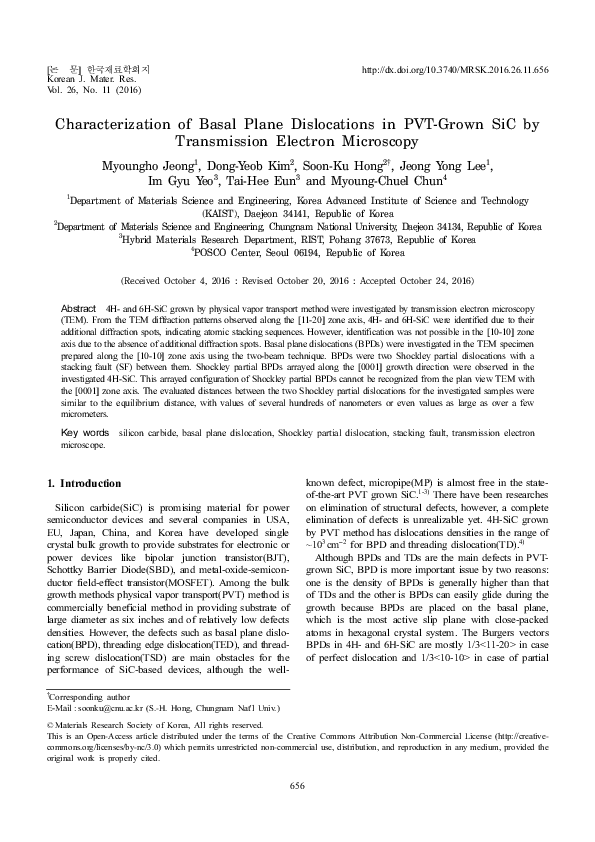 (PDF) Characterization of Basal Plane Dislocations in PVT-Grown SiC by ...