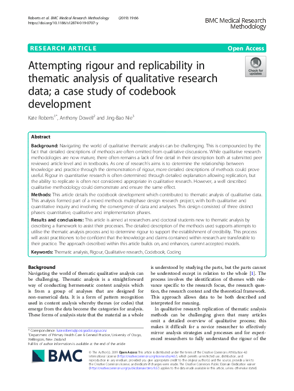 (PDF) Attempting rigour and replicability in thematic analysis of ...