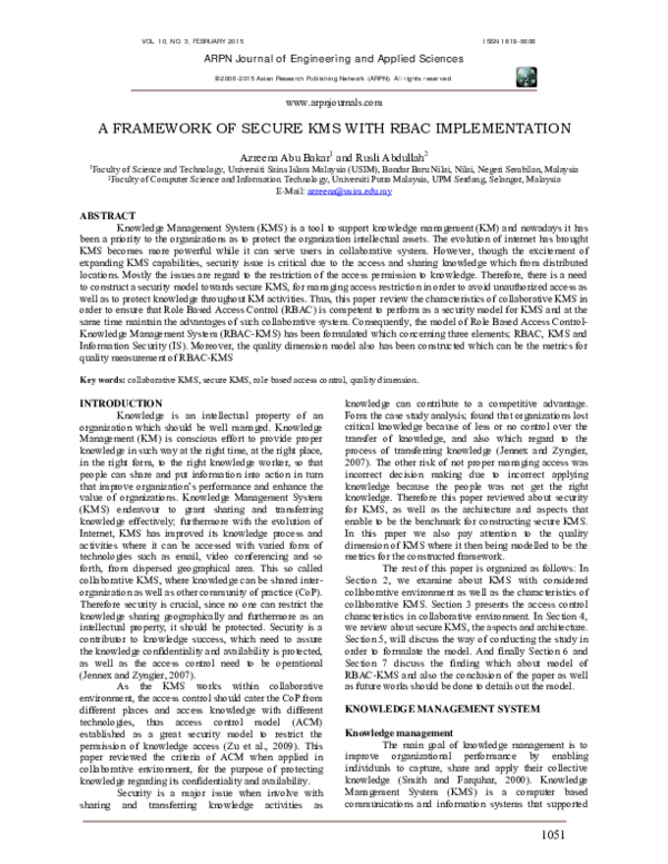 (PDF) A Framework of Secure KMS with Rbac Implementation
